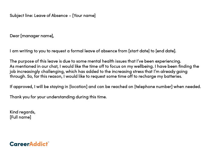 Sample Letter Leave Absence Work Hot Picture
